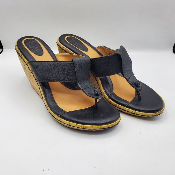 boc | Shoes | Boc Born Concept Leather Thong Style Cork Wedge Sandals ...